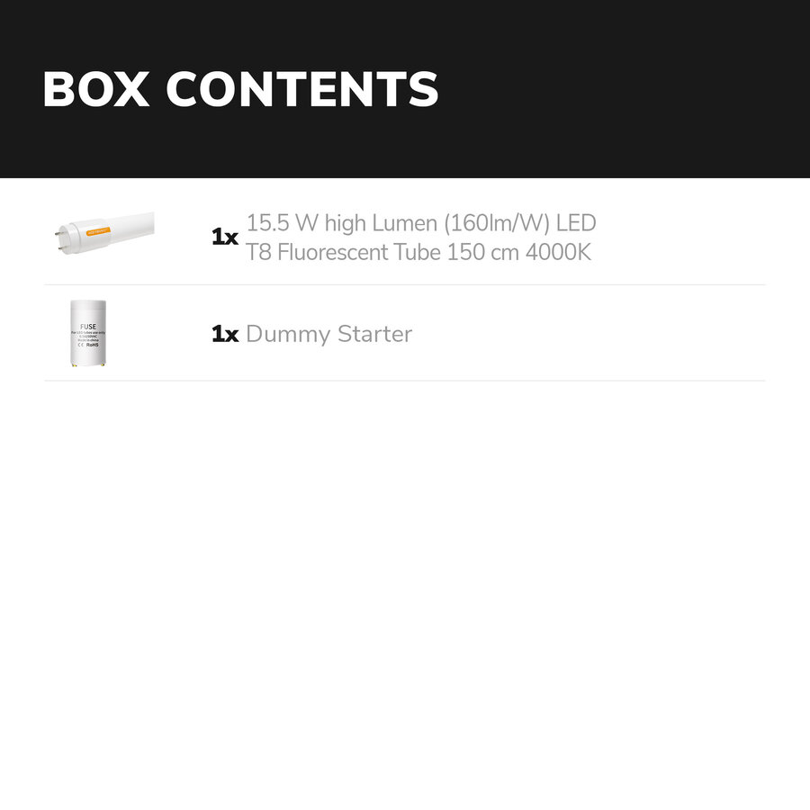 LED Tube 150 cm - T8 (G13 )- 15,5 Watts - 2480 Lumen - 4000K