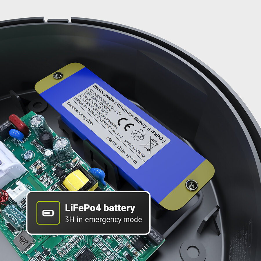 Fuga LED Emergency Mounted Downlight Round Black - with Autotest