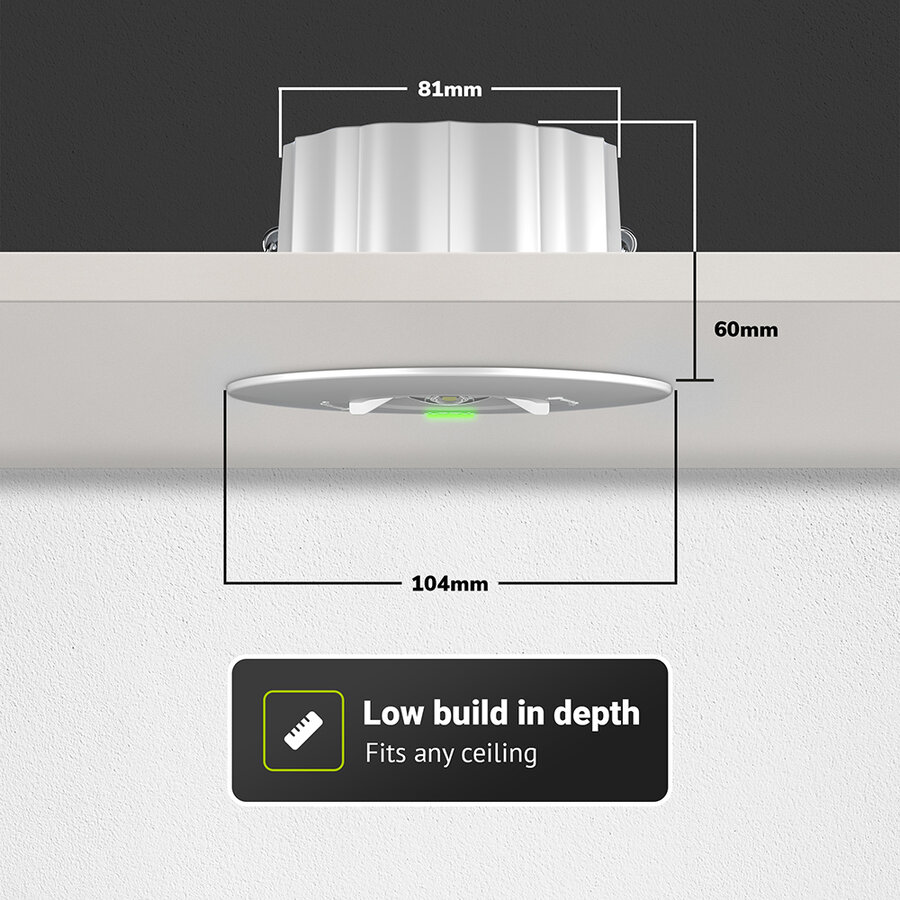 Locus LED Emergency Downlight White with Autotest-function