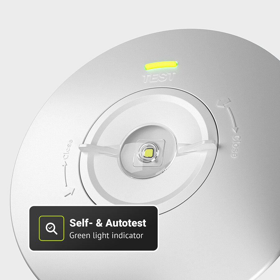 Locus LED Emergency Downlight White with Autotest-function