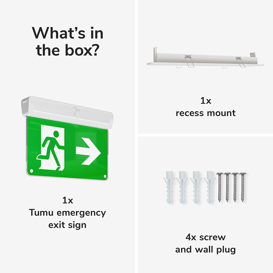 Tumu LED Emergency Lighting with Autotest & Recessed Mounting Kit