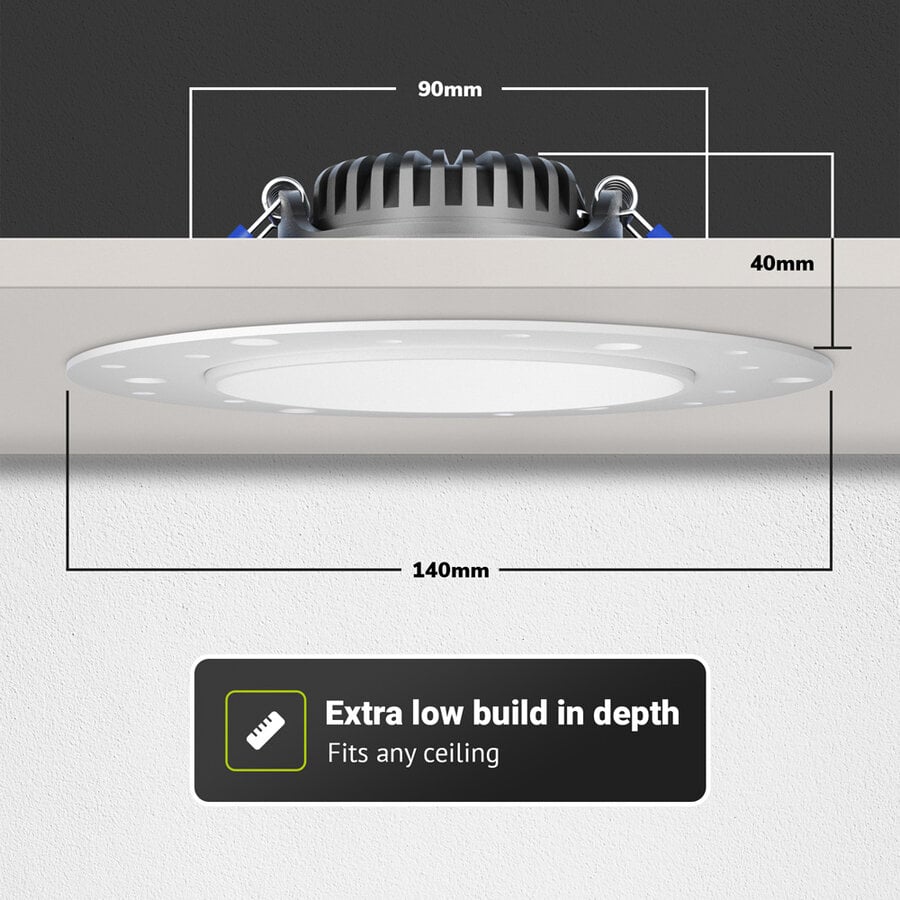 6x Lugo LED Trimless Downlight - 2700K - 5W - Dimmable - Black - IP65