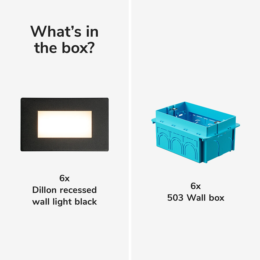 6-Pack Dillon LED Recessed Wall Light Black - 3W 340lm - 3000K