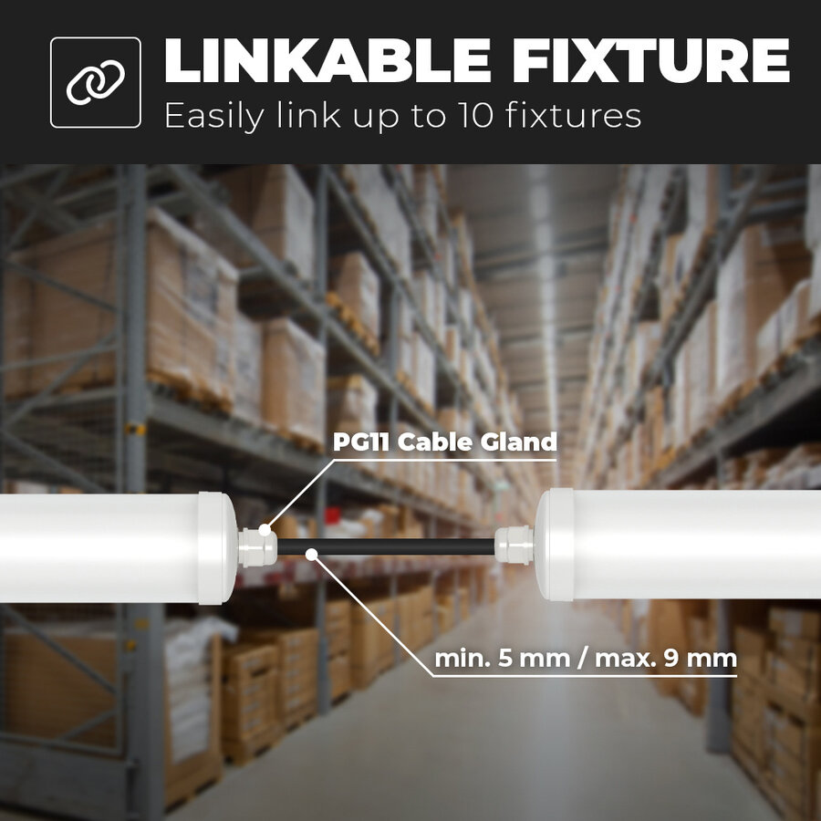 6x 120cm LED Tube light IP65 Waterproof - 6500K Daylight white