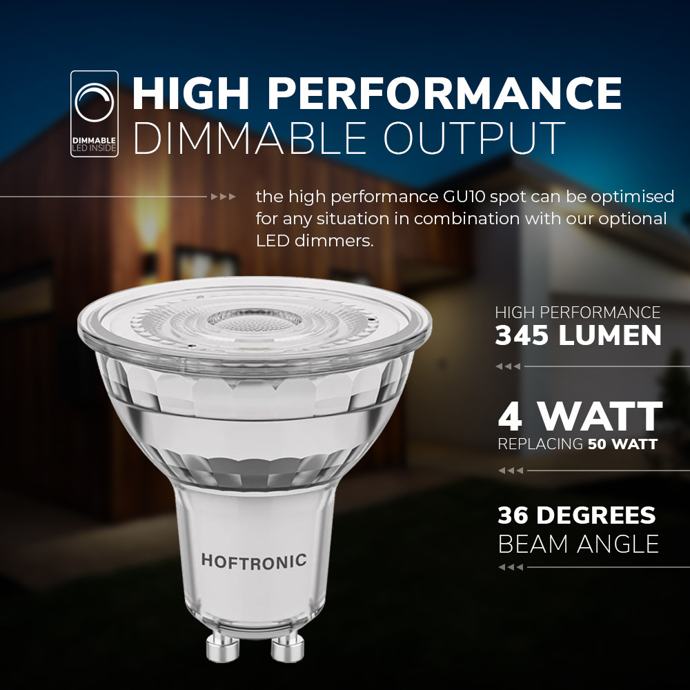 GU10 LED spot 4 Watt Dimbaar 4000K neutraal wit (vervangt 50W)
