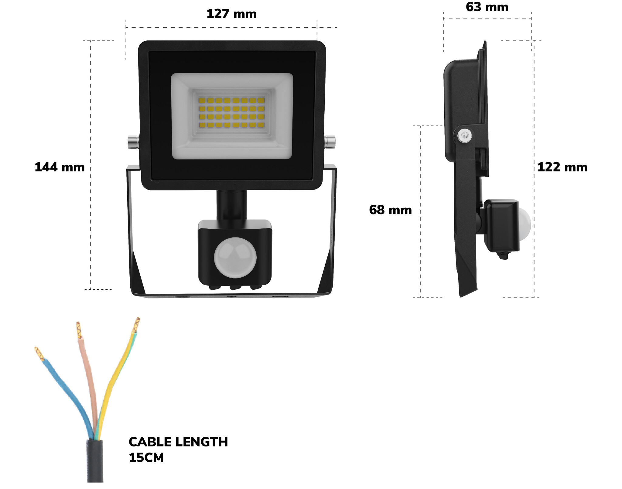 Stratos LED Floodlight PIR sensor 10 Watt IP65 6500K