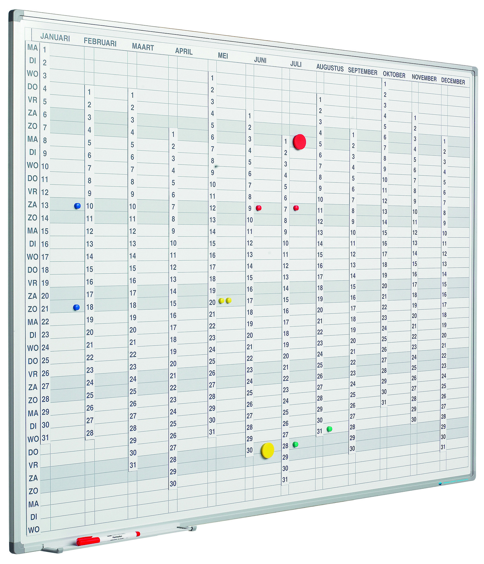 Planbord jaar | whiteboard | 90 x 120 cm - KV Wandinrichting