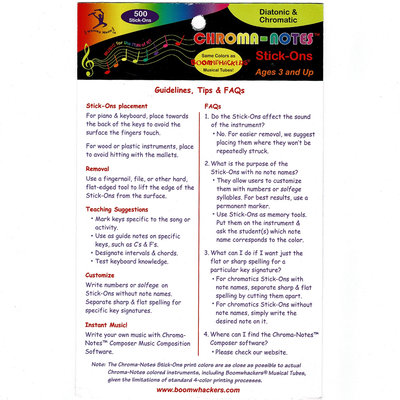 Chroma-Notes, 500 stickers in Boomwhacker-kleuren - Stiggelbout Slagwerk