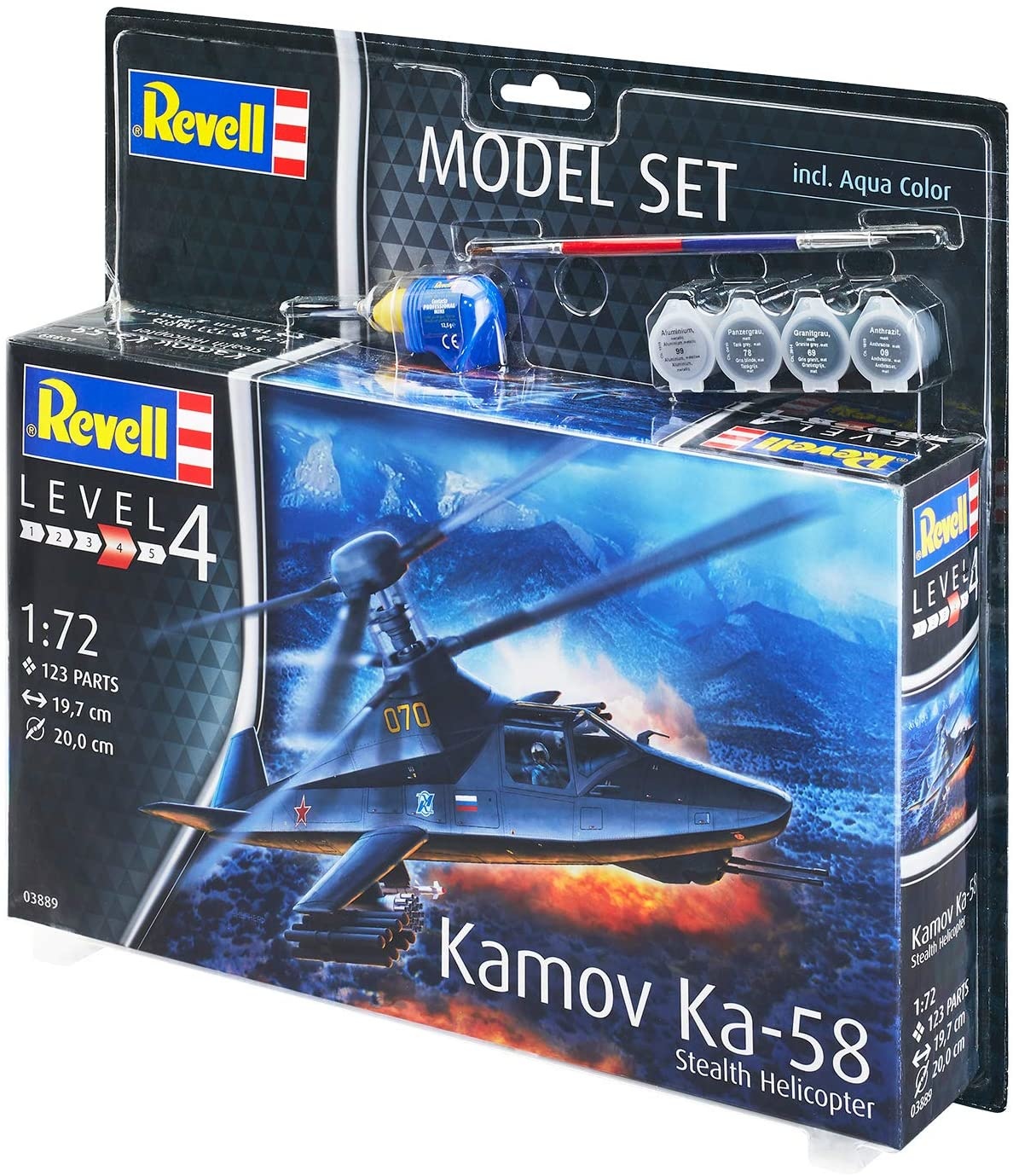 Kamov Ka-58 Stealth Helicopter + Aqua Color - 1:72 - Revell - HMKT