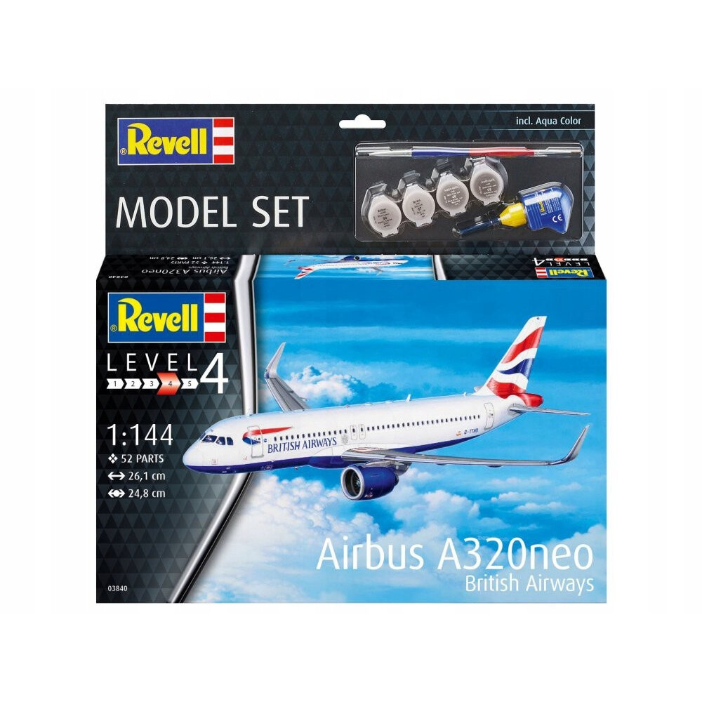 Airbus A320neo British Airways (Level 4) + Aqua Color - 1:144 - Revell ...