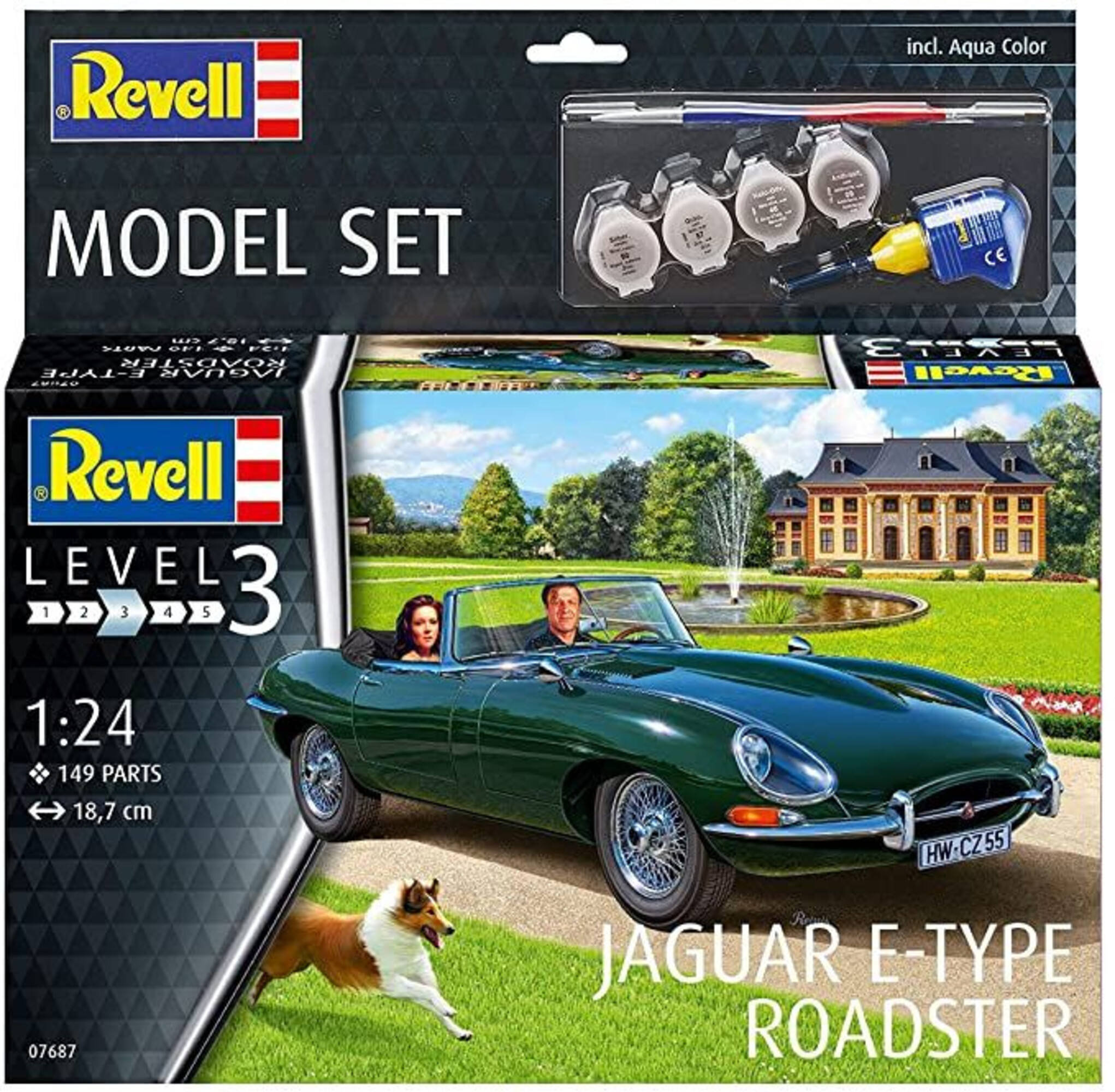 Jaguar E-Type Roadster (Level 3) + Aqua Color - 1:24 - Revell - HMKT