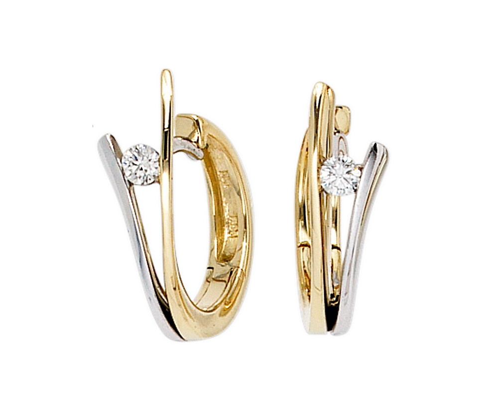 Diamant Creolen 0,10 ct Gelbgold/Weißgold 585 | DiamondOro.de