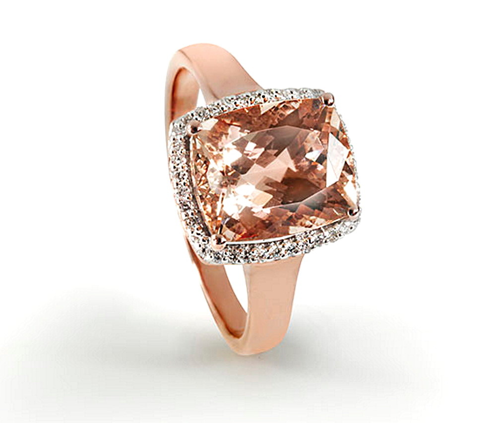 Morganit Diamant Ring Rotgold 585 | DiamondOro.de