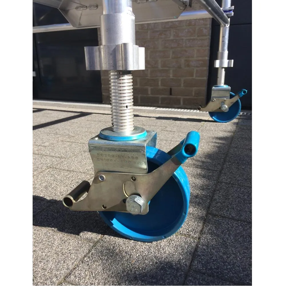 ASC rolsteigerwiel 200 mm met aluminium spindel nylon - Ladder-Steiger