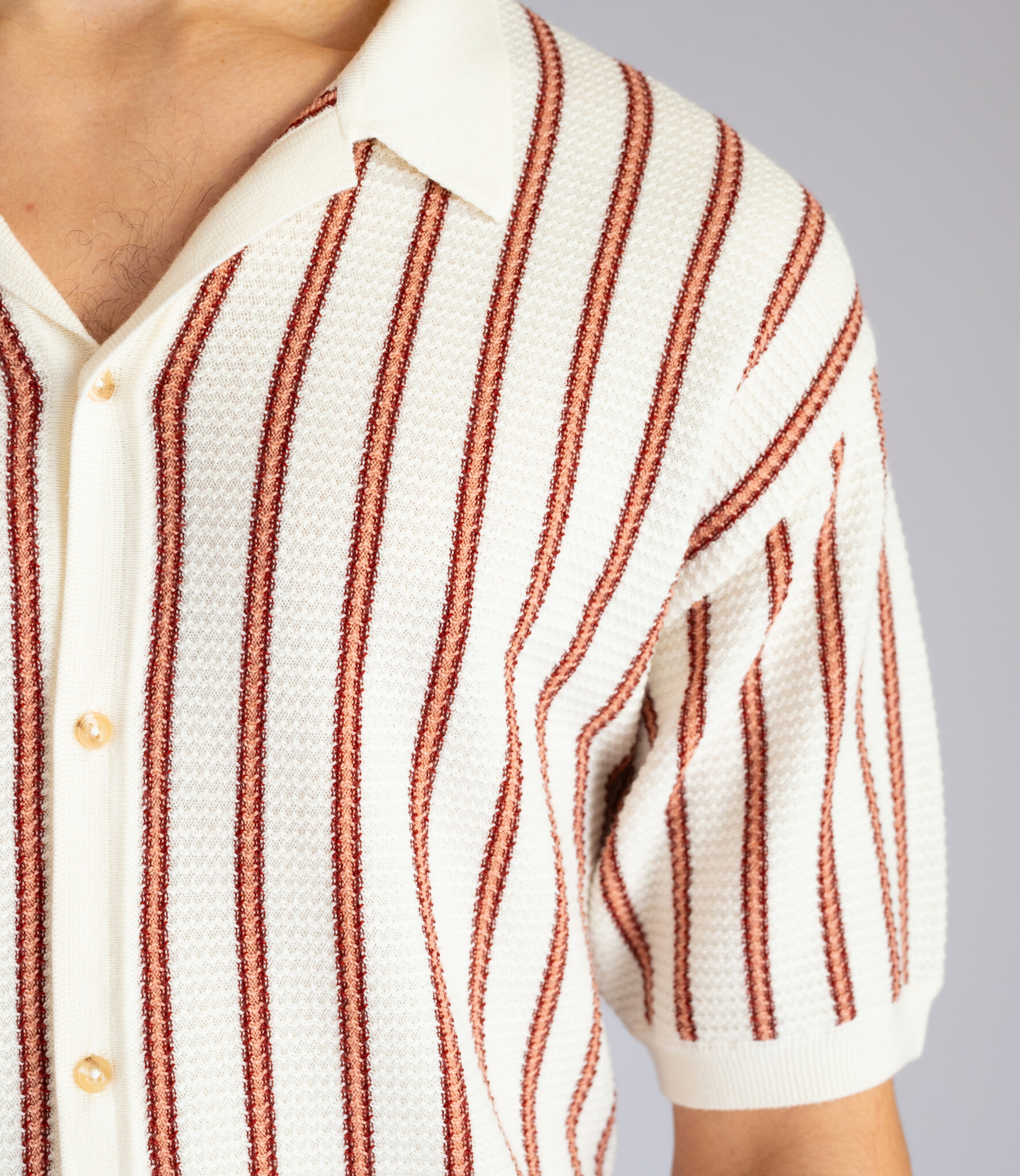 Stripe camp collar shirt - Vanilla Ice / Rose stripe - Neighbourhood