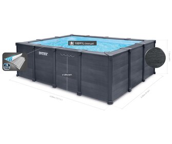 Intex Graphite Panel Pool 400x300x124 cm - Rechthoekig model ...