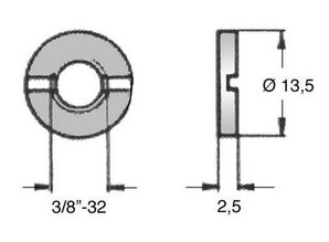 Ring Nut - Slotted 3/8"-32G ø13,5x2,5mm / Brass Nickel plated - Rick ...