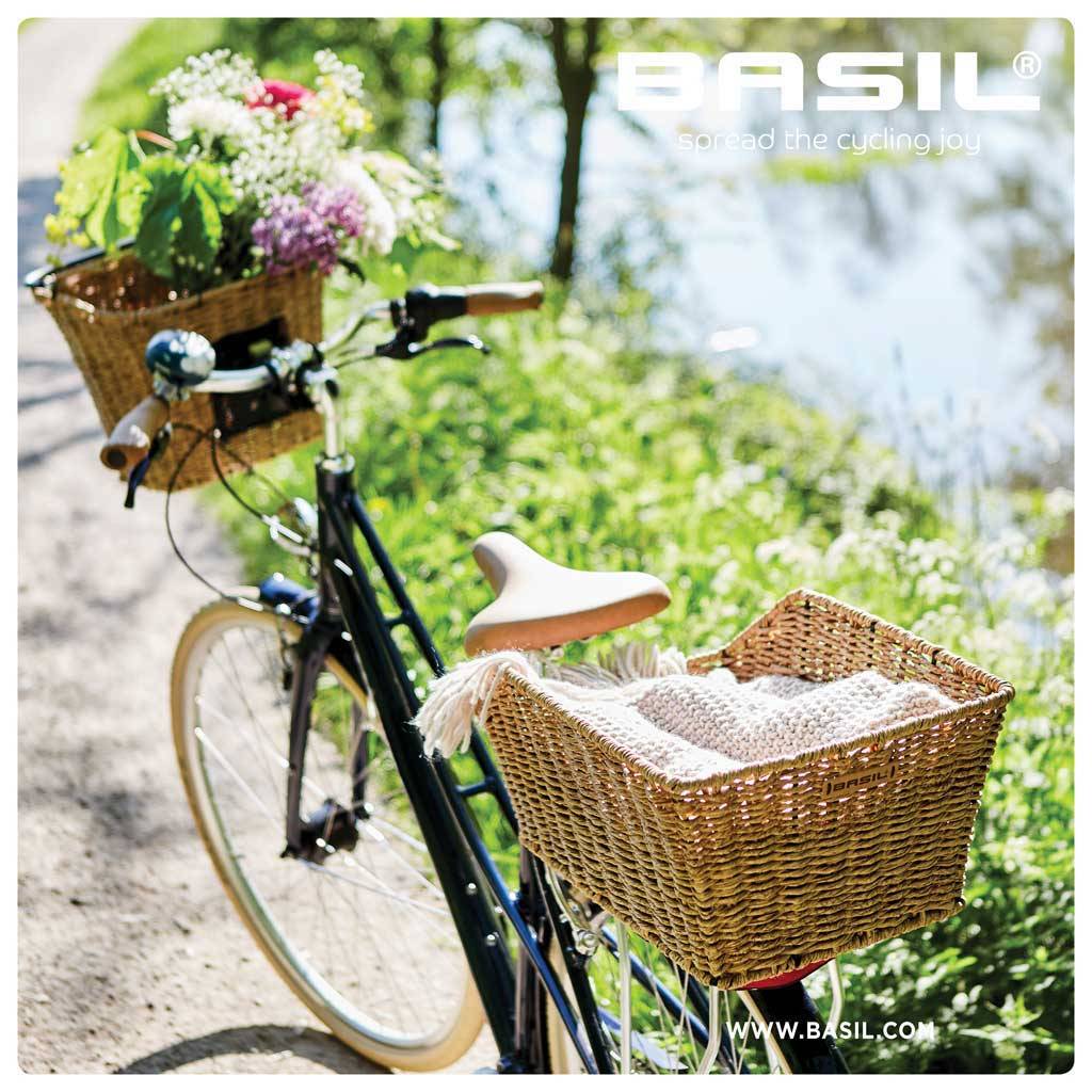 Basil Cento Rattan Look - fahrradkorb - grau - Basil
