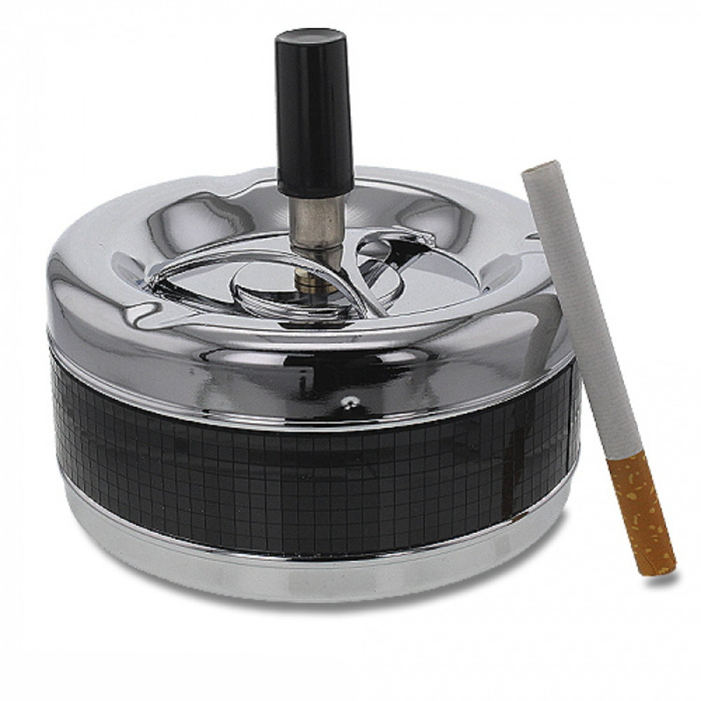 Draai-Asbak - Zwart/Chrome