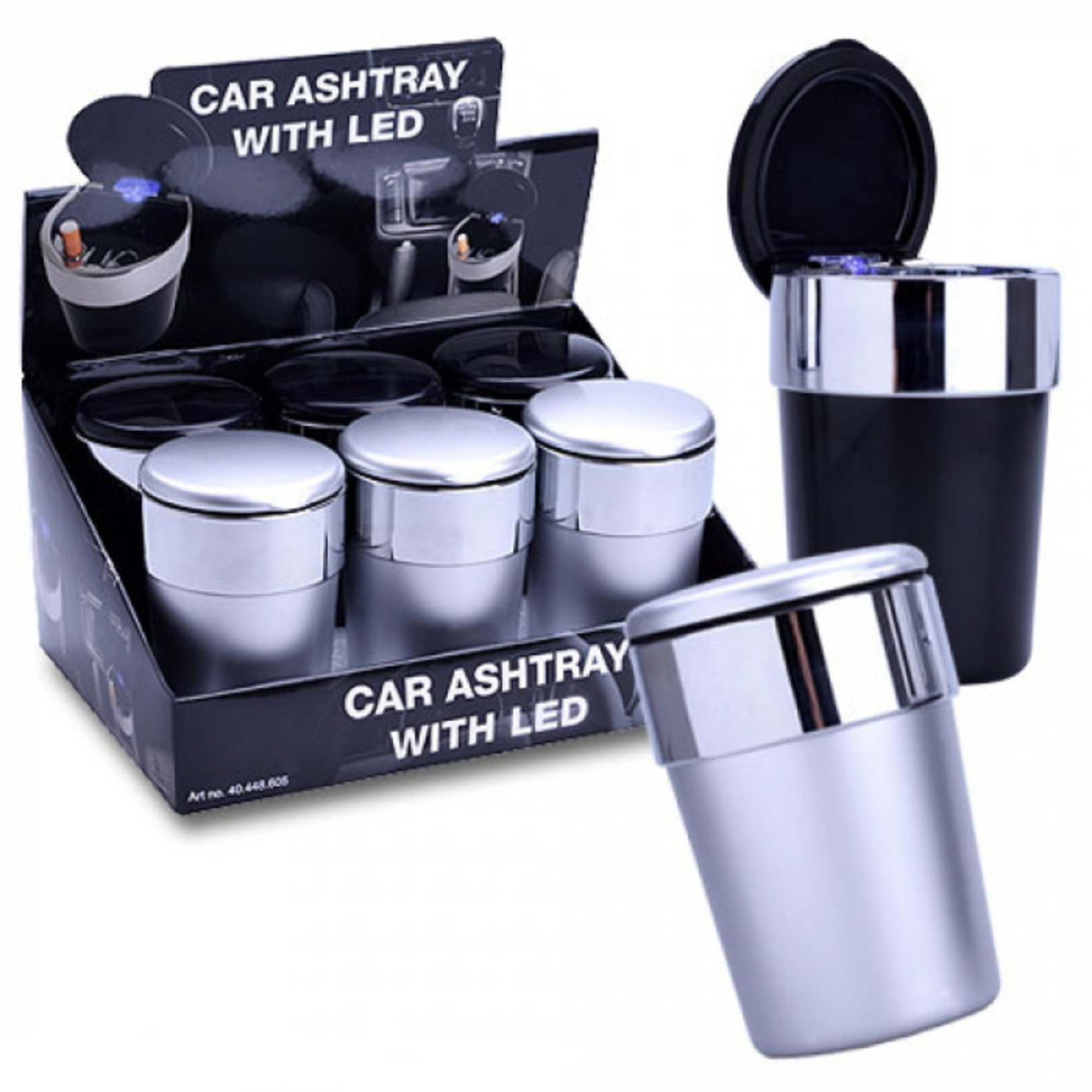 Faro Auto-Asbak / Peuken-beker - Deluxe - Met LED - Display (6-stuks)