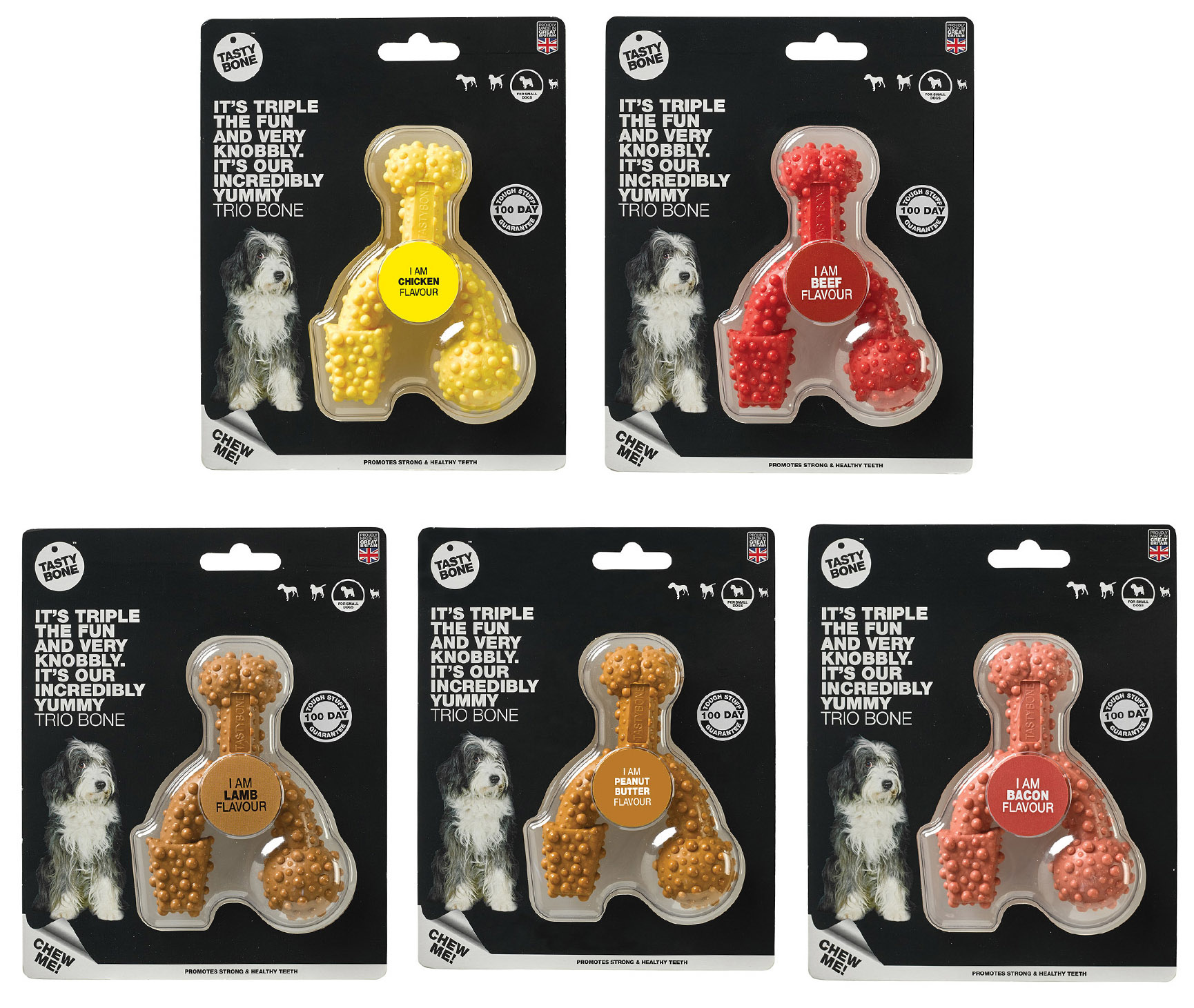 Tasty Bone Trio Toy | TastyBone Trio in 5 Smaken voor kleinste hondjes ...