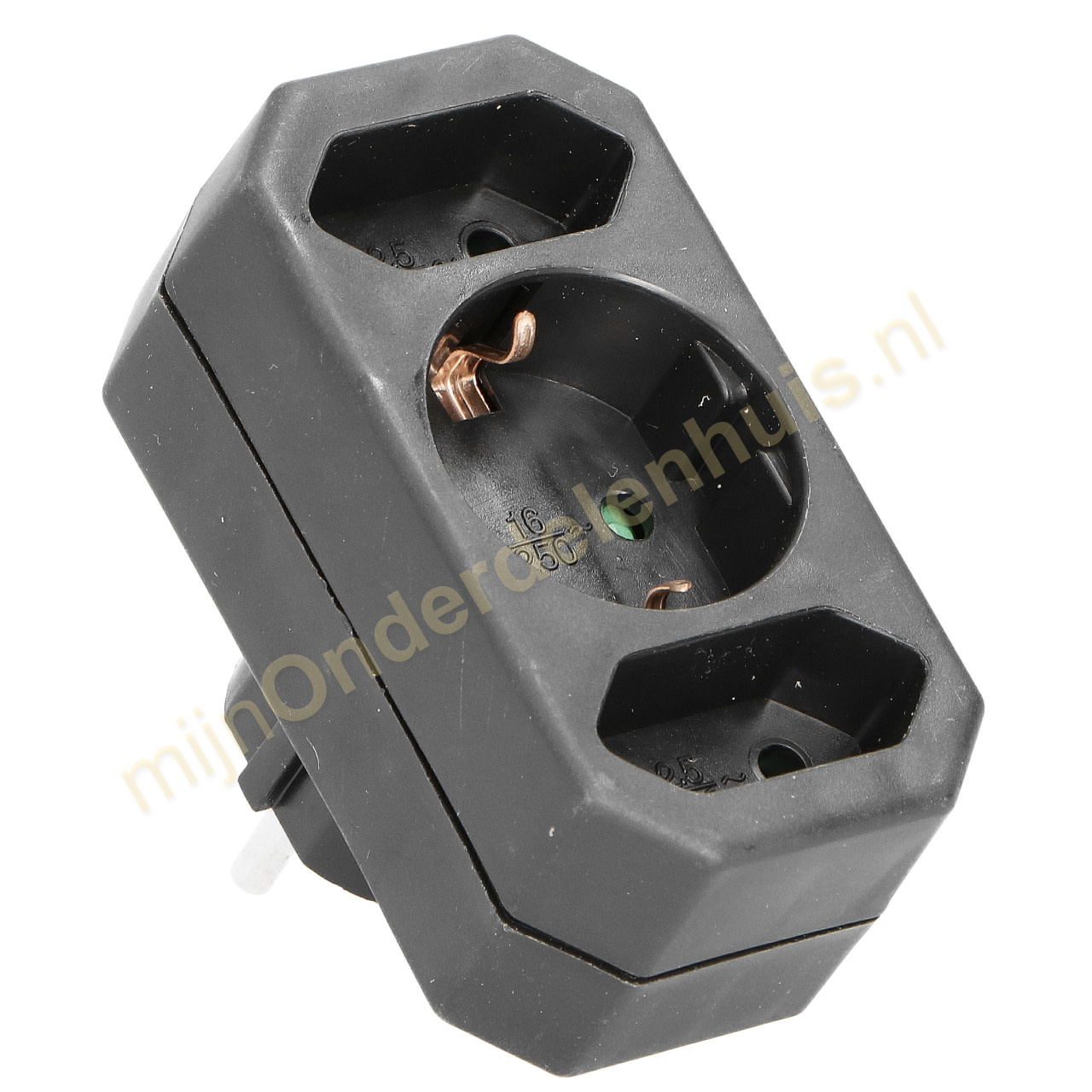 Verdeelstekker voor 1 RA stekker en 2x euro stekkers zwart 41199 ...