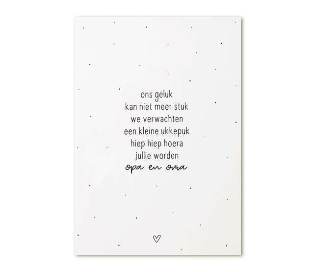 Kaart met tekst 'Hiep hiep hoera, jullie worden opa en oma' Kaart met tekst 'Hiep hiep hoera, jullie worden opa en oma'