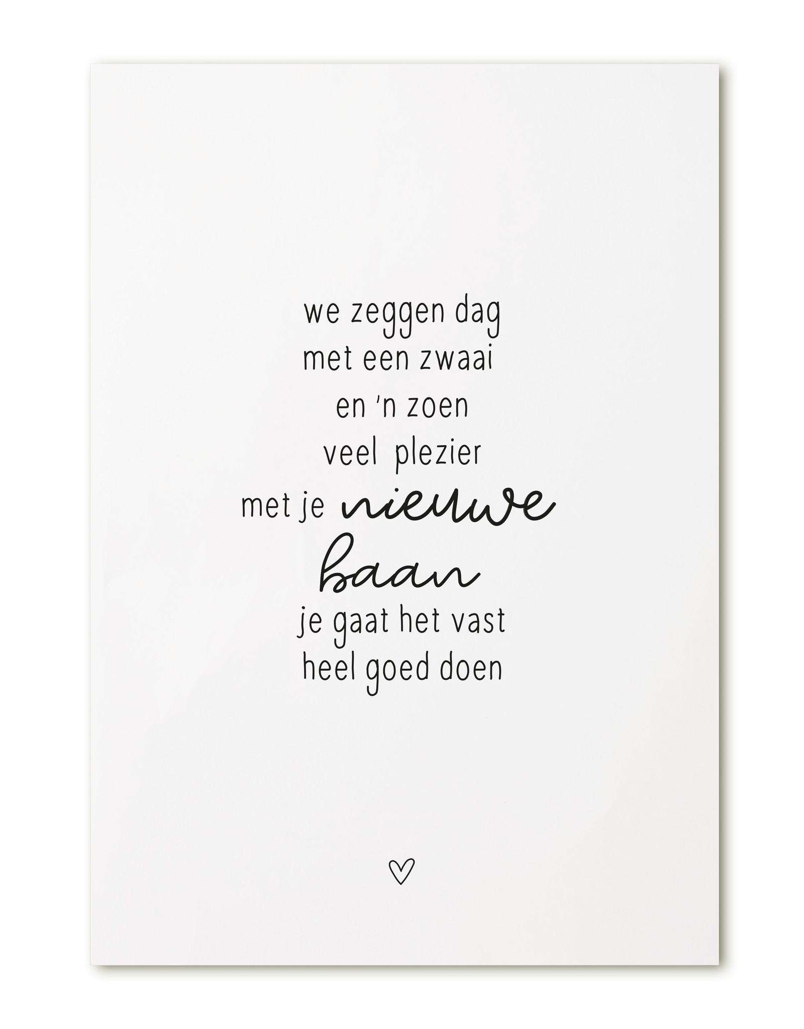 Kaart gedichtje nieuwe baan