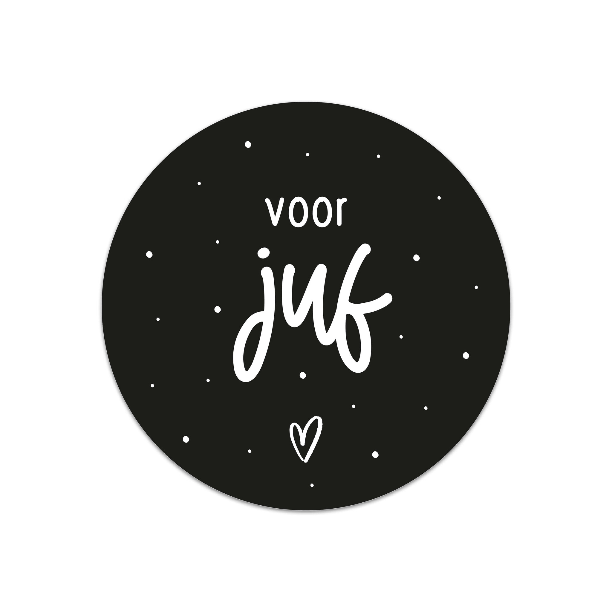 Sticker zwart met tekst 'Voor juf' | 5 stuks | 4,5cm