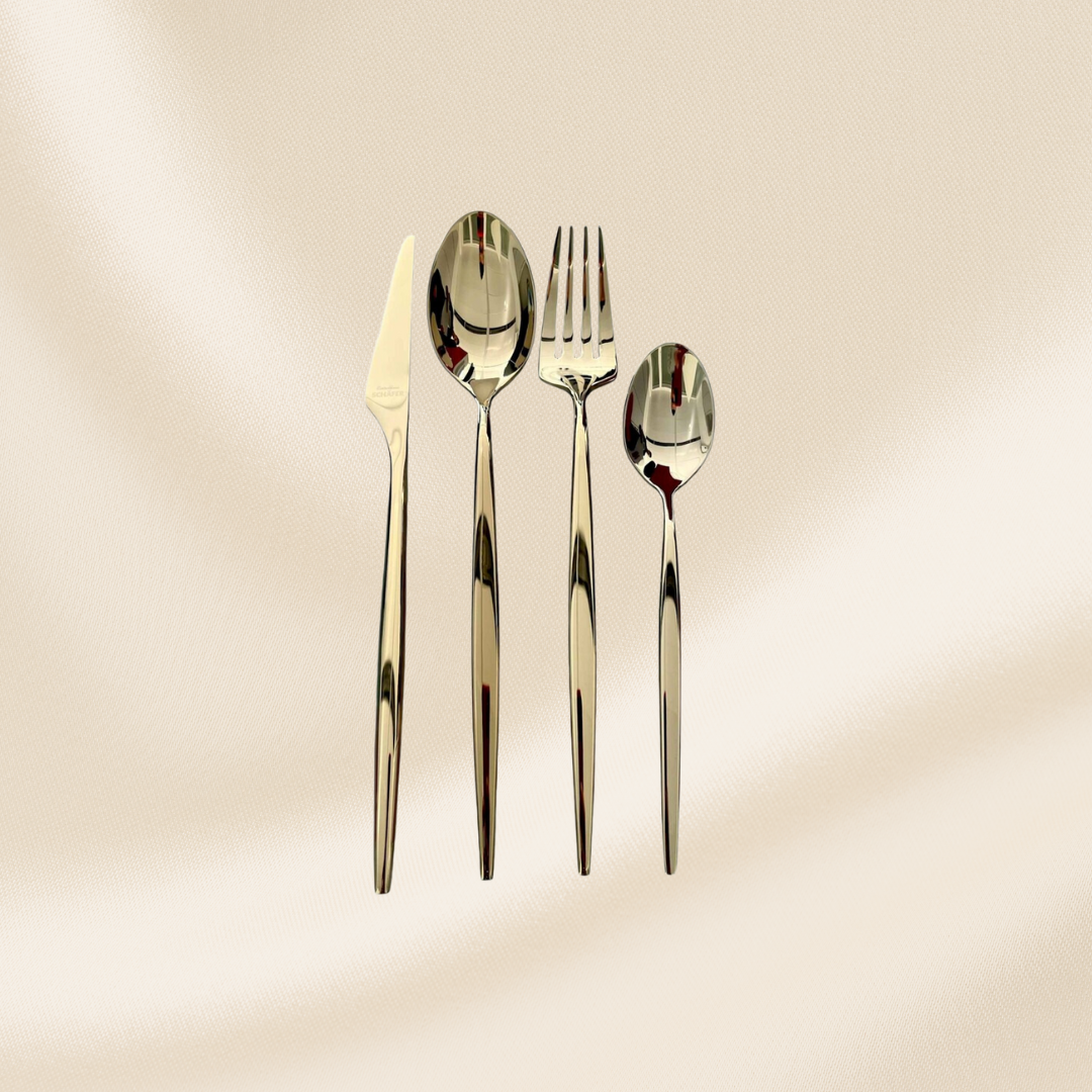 Gold-colored cutlery set 24-piece stainless steel | Order now