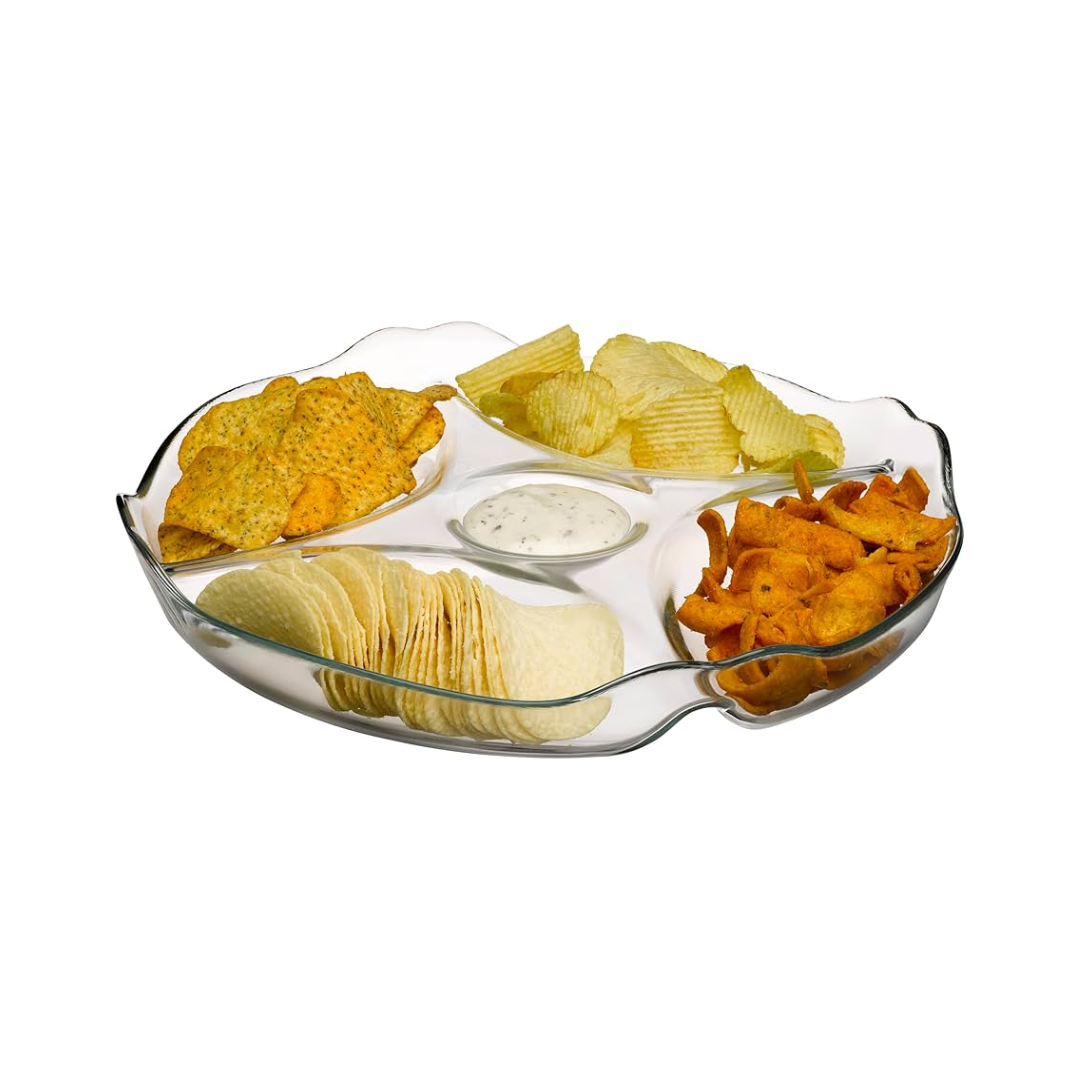 Paşabahçe Glass serving tray with compartments