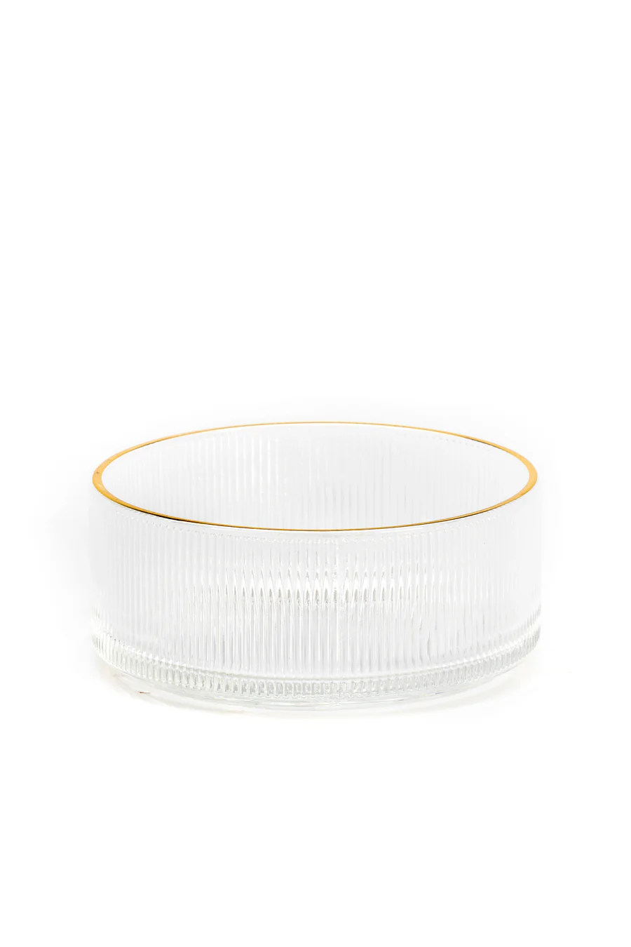 Ribbed bowls with gold rim