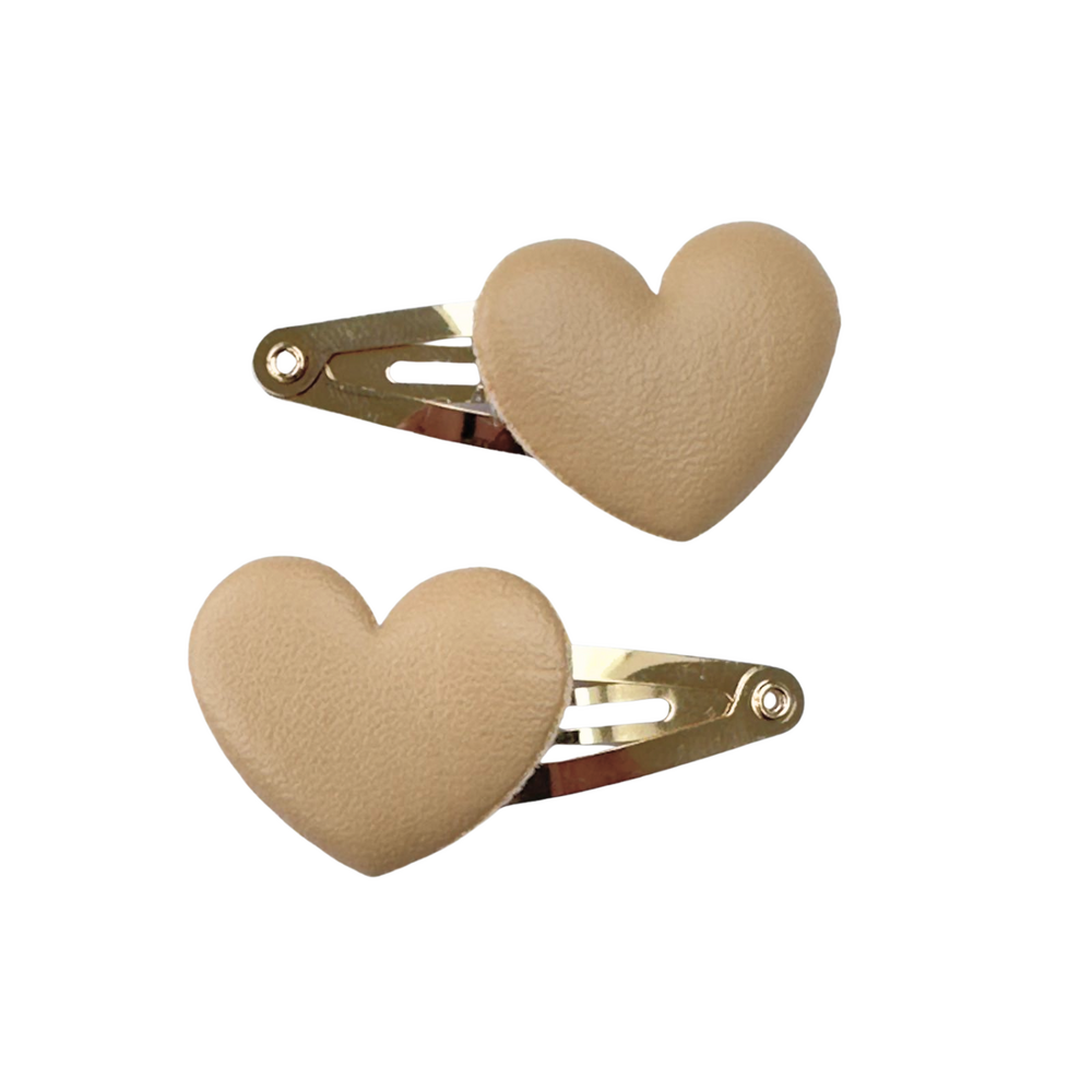 Baby hair clips Jade - Beige hearts - Your Little Miss