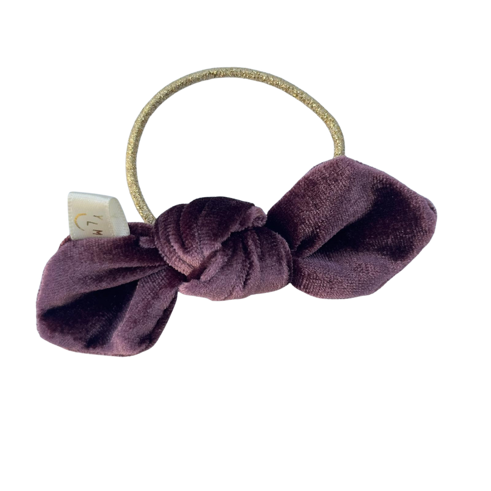 Hair elastics with round bow Gwen - plum velvet - Your Little Miss