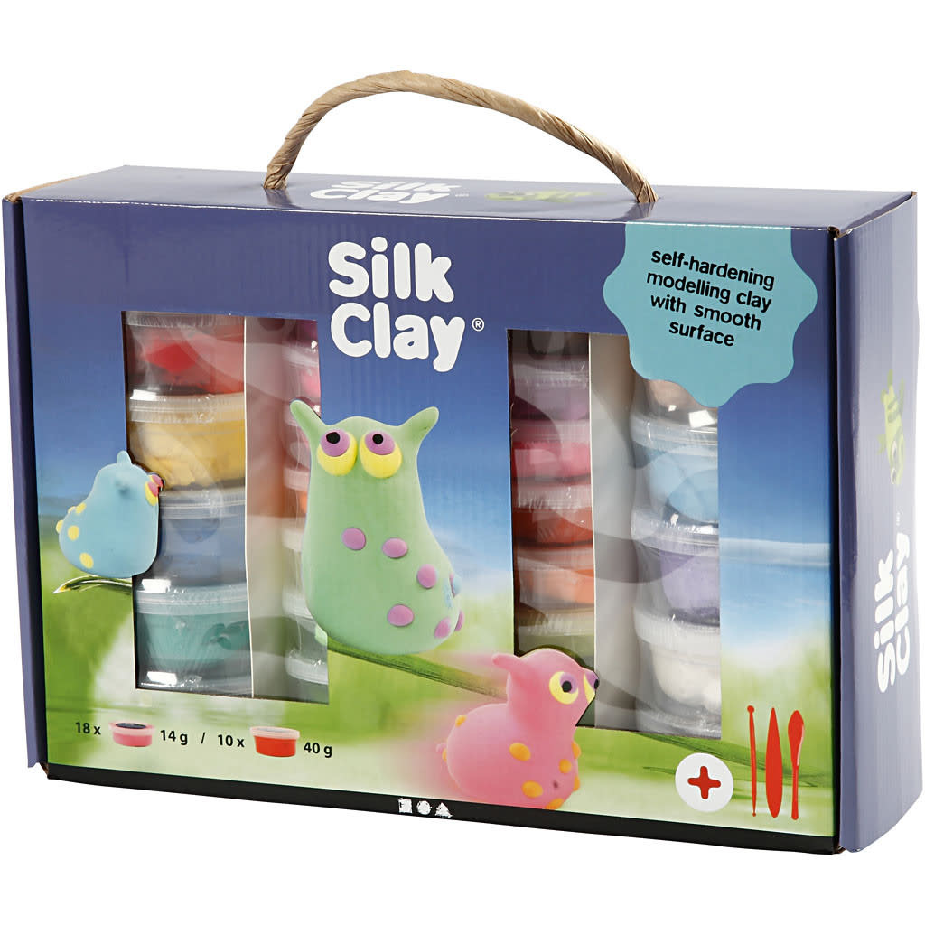 Silk clay set kleuren assorti - Hobby Kiekeboe
