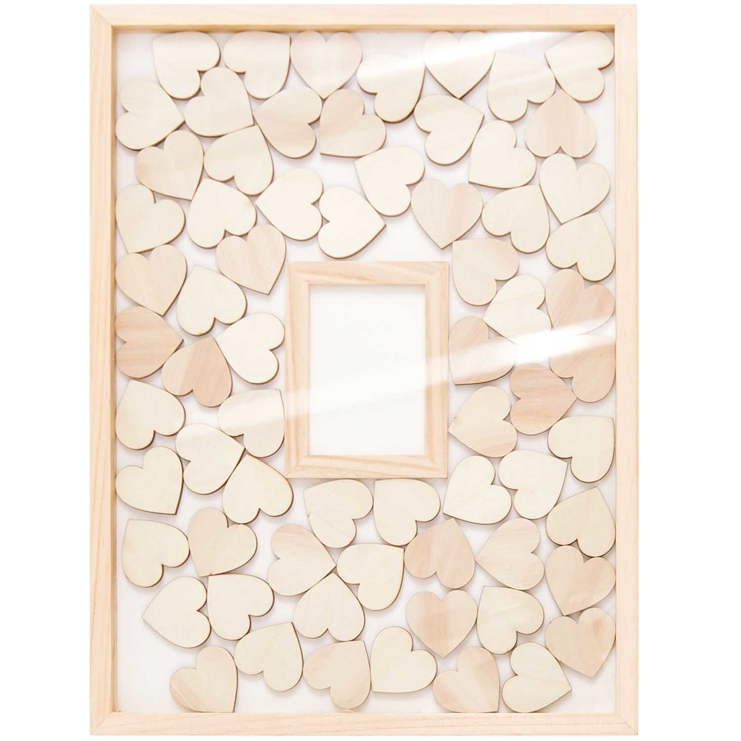 Drop top frame natural, 30x40cm, incl. 70 houten harten, FSC 100% ...