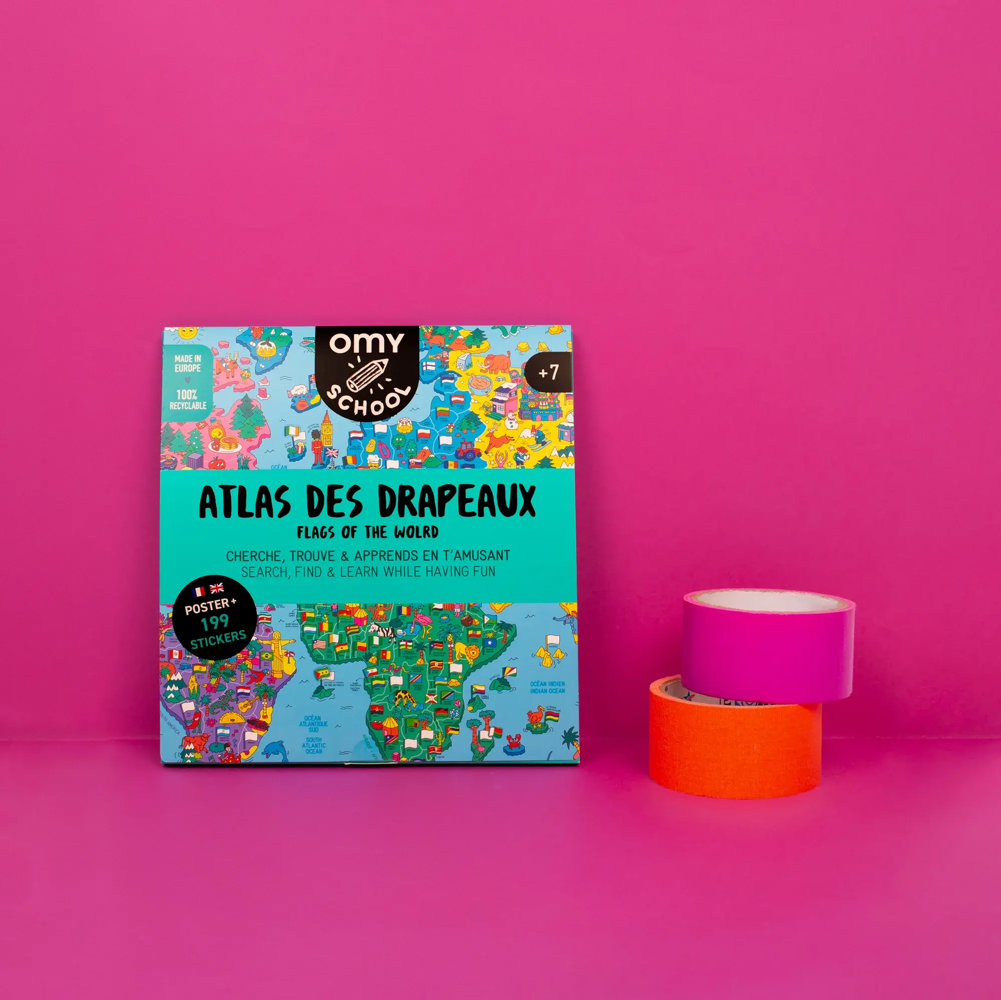 OMY Poster search find & learn - vlaggen atlas - Hobby Kiekeboe