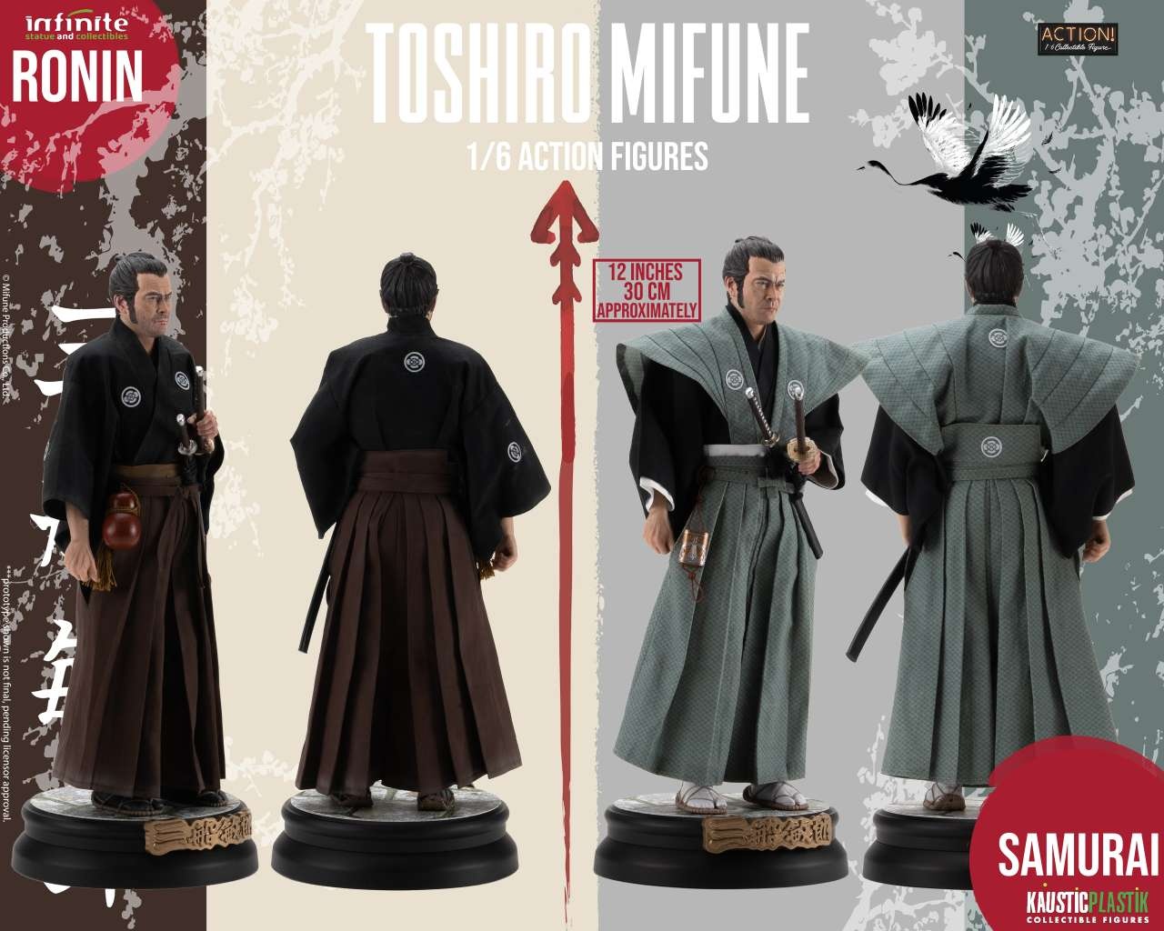 Seven Samurai Toshiro Mifune Ronin & Samurai 1/6 AF Deluxe Double Pack ...