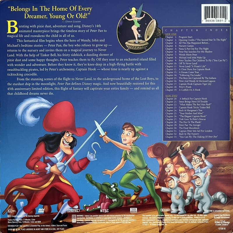 Peter Pan: 45th Anniversary Limited Edition (1953) CLV THX Laserdisc ...
