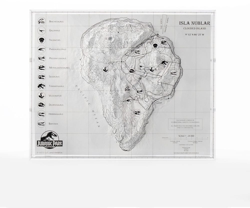 Jurassic Park Topographic Map Isla Nublar - The Movie Store