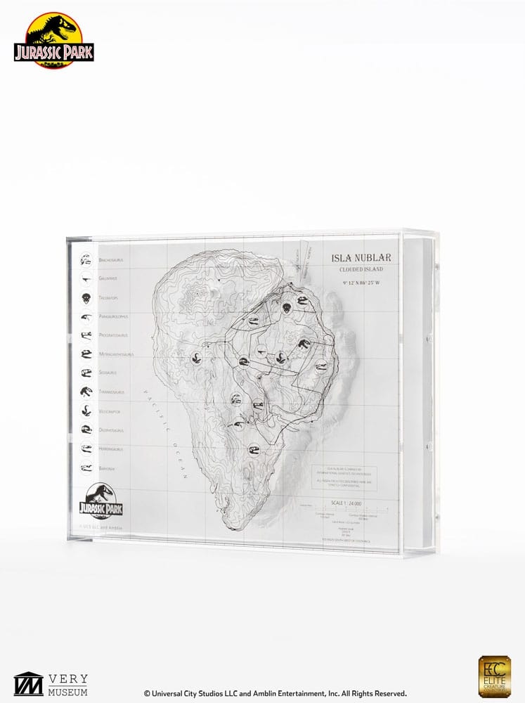 Jurassic Park Topographic Map Isla Nublar - The Movie Store