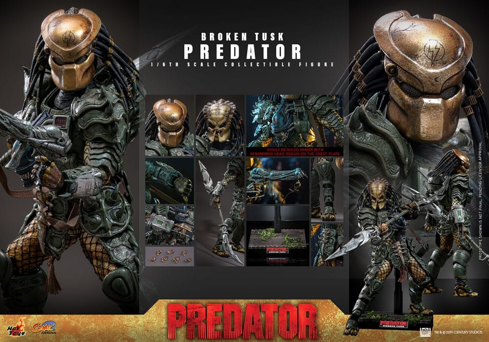 Alien vs. Predator Comic Masterpiece AF 1/6 Broken Tusk Predator 35 cm ...