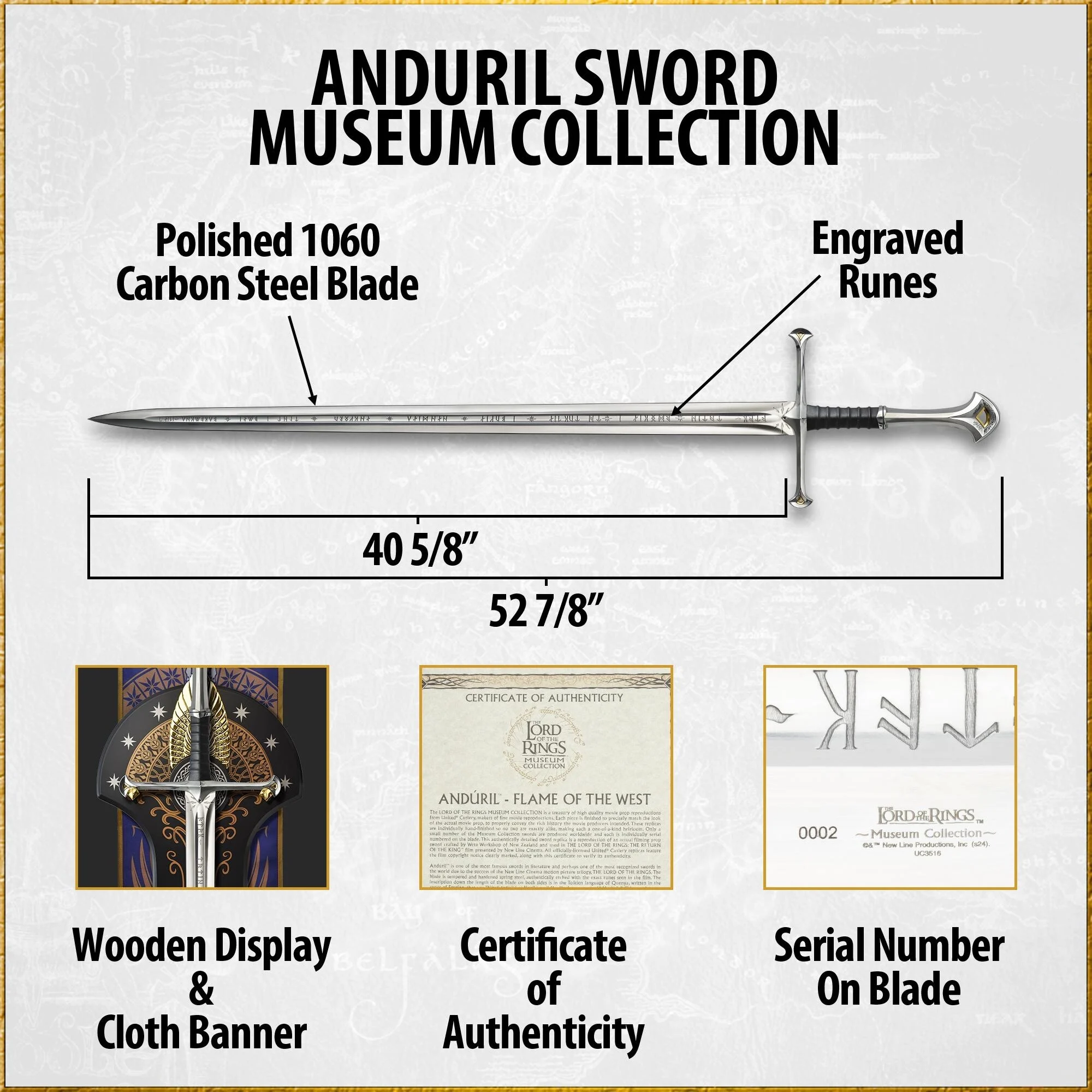 Lord of the Rings Replica 1/1 Anduril: Sword of King Elessar Museum ...