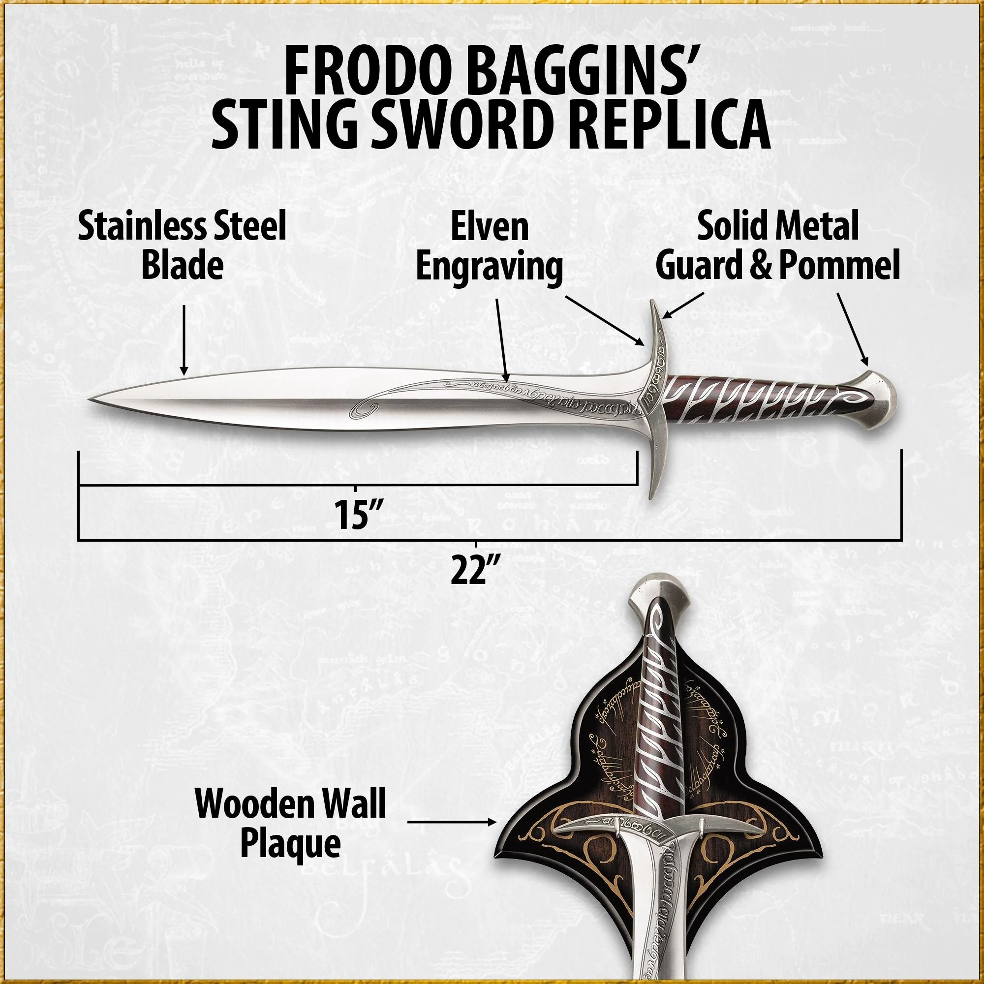Lord Of The Rings Replica 1/1 Sting Sword - The Movie Store