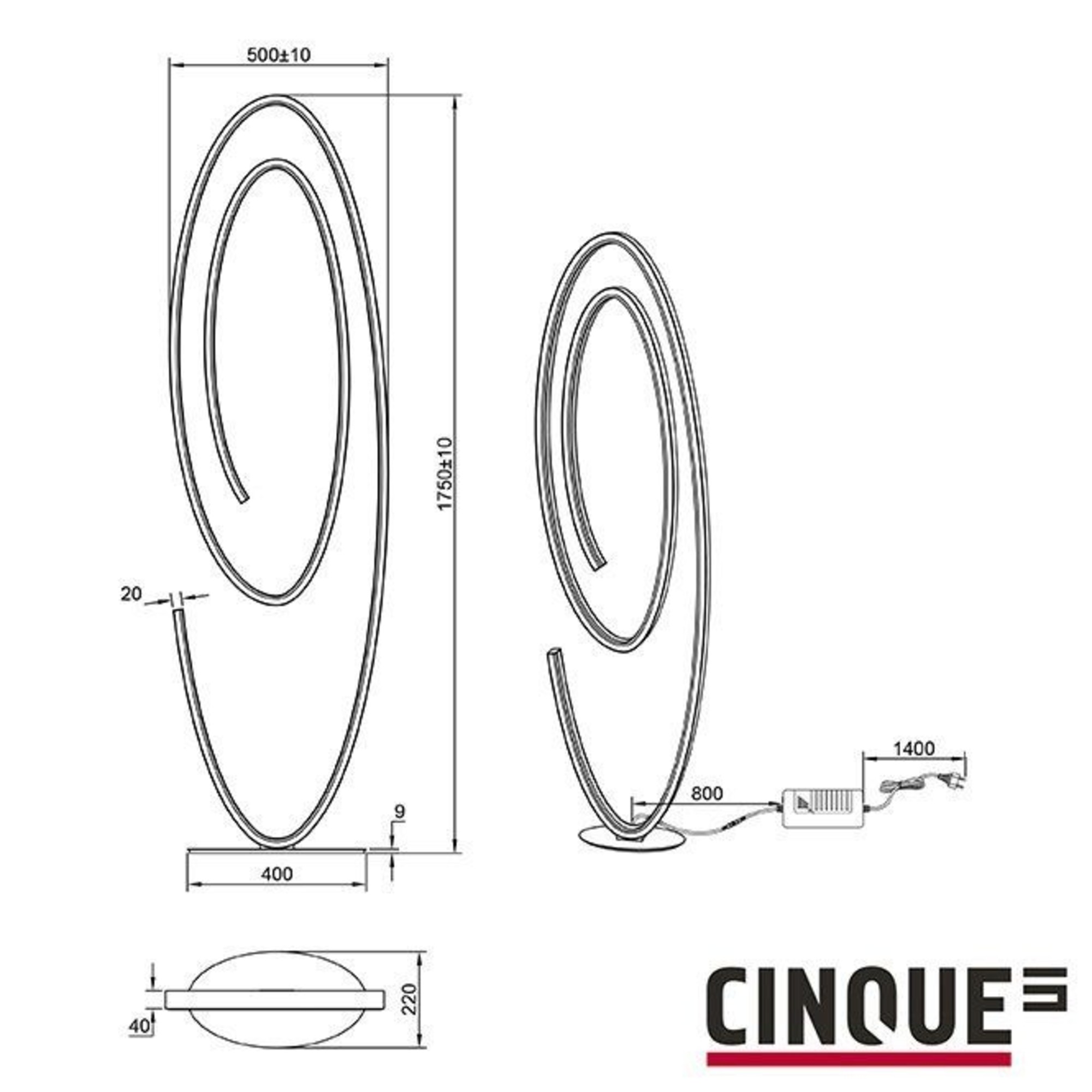 Vloerlamp Ciola H 175 cm zwart Cinque 477210132 - Lamponline
