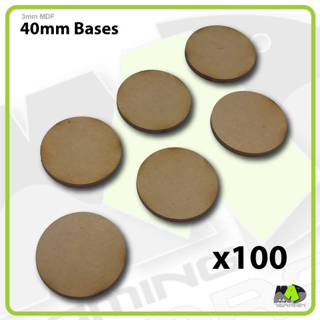 MAD Gaming Terrain 40mm MDF Round Bases x100 - 4Tk Gaming