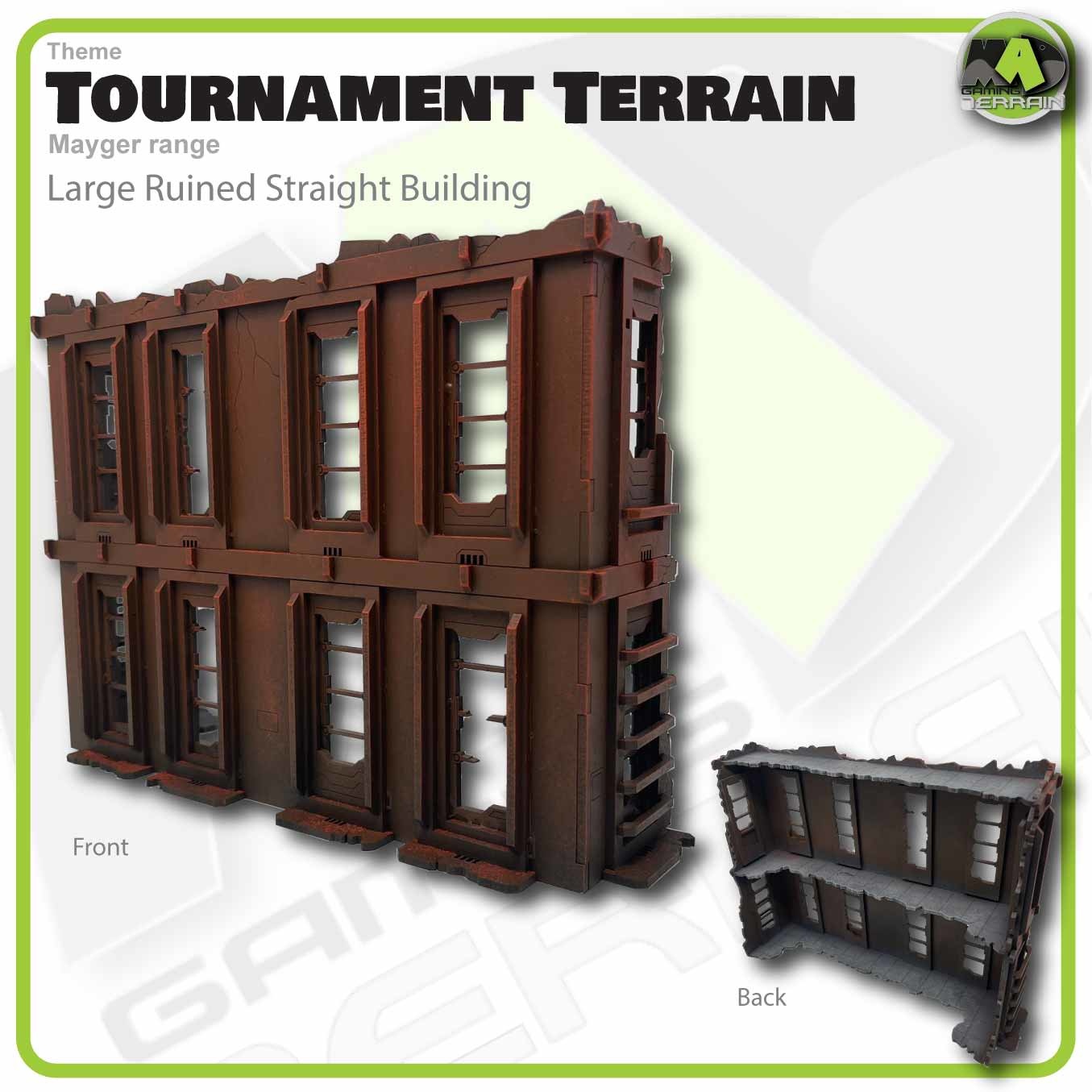 Mayger Range - Large Straight Ruined Building - 4Tk Gaming