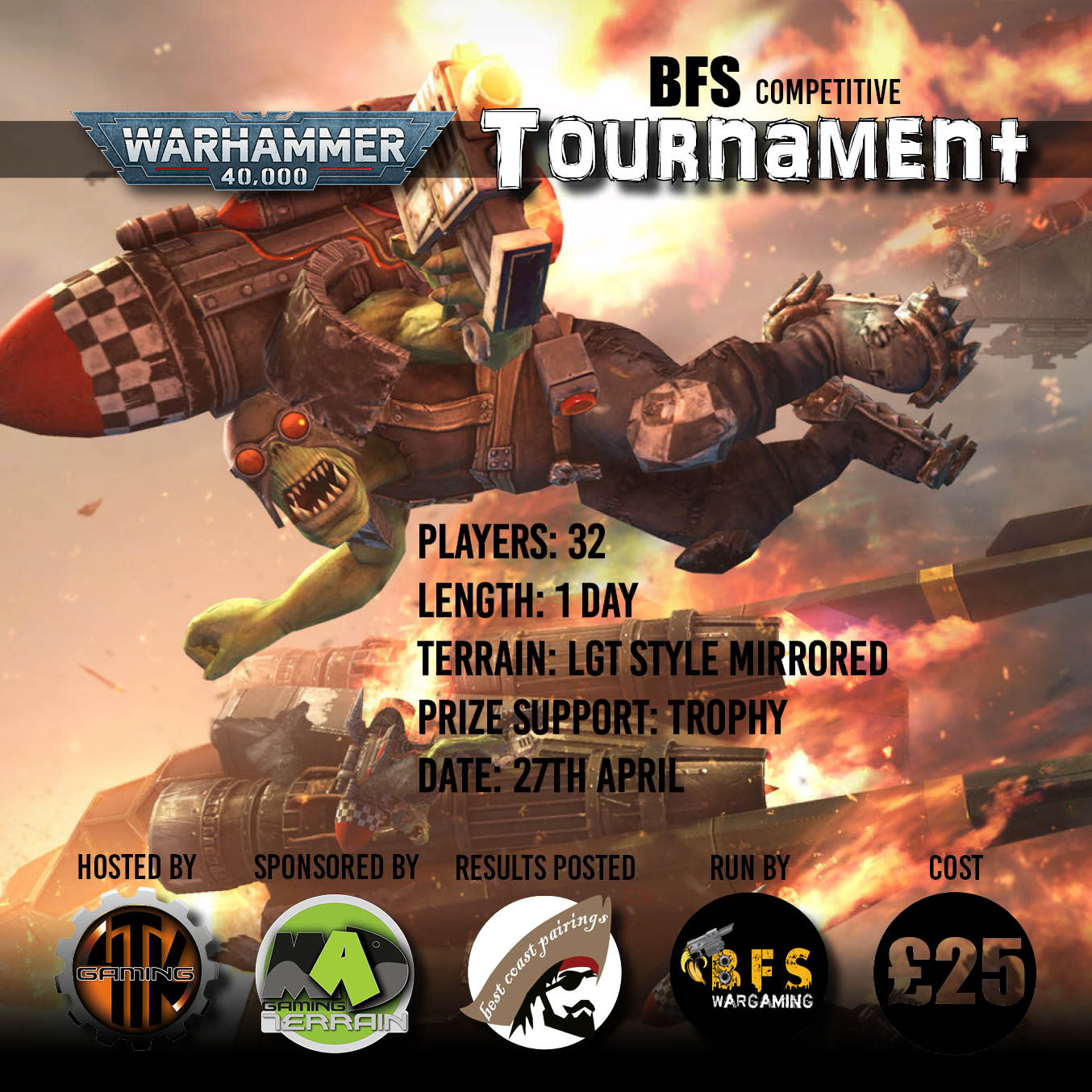 BFS Warhammer 40k 1 Day Tournament (27th April 2025) - 4Tk Gaming