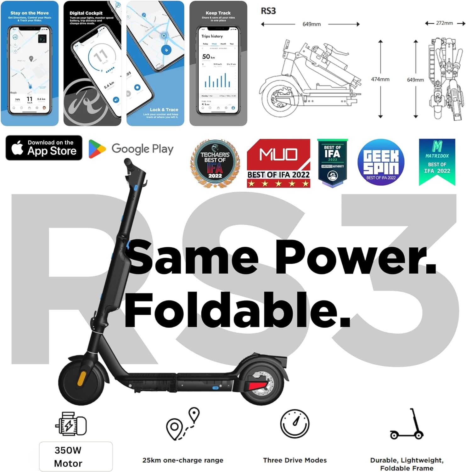 Riley foldable scooter RS3 - Robocleaners