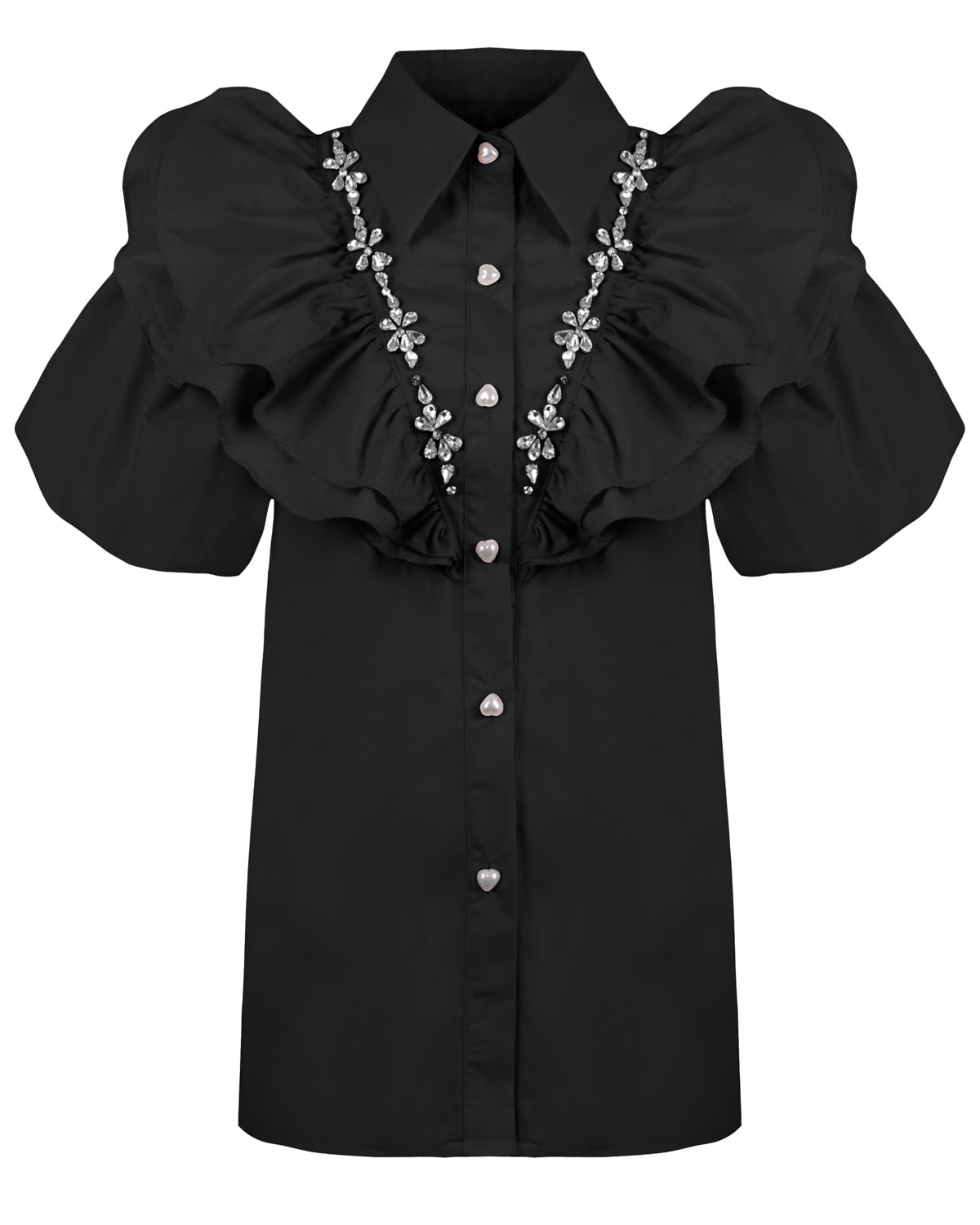 Lyric diamond detail blouse black - jaimymode.nl